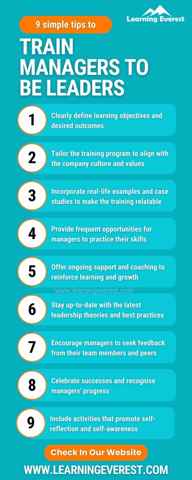 9 Simple tips to train managers to be leaders - Infographic – Learning Everest